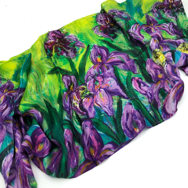 Iris Garden Silk Scarf – Small World Gallery